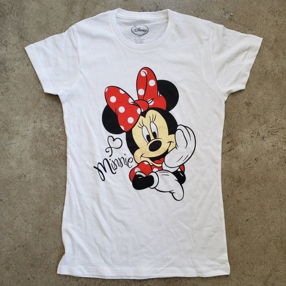 Disney | Tops | Minnie Mouse Tee Shirt White Medium | Poshmark